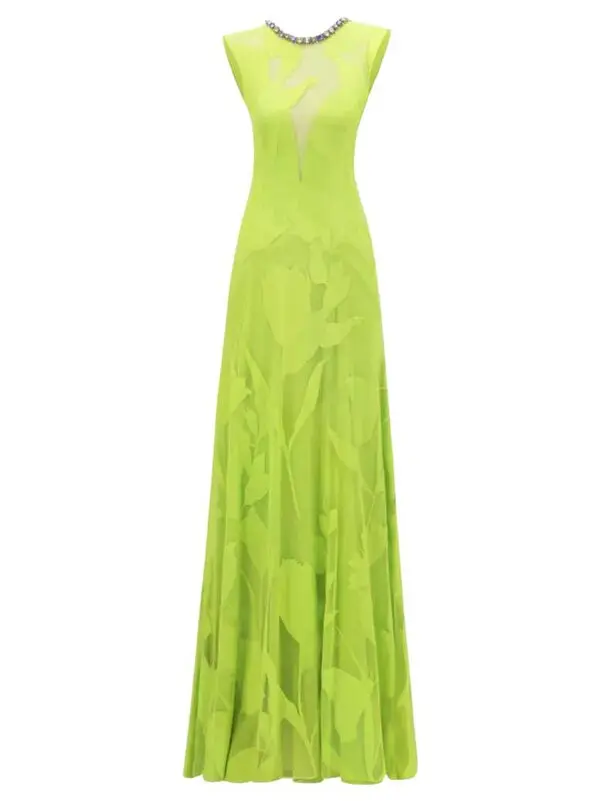 GEMY MAALOUF Patterned Lace Maxi Dress - Green