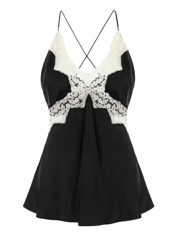 Alberta Ferretti Lace-trim Top - Black