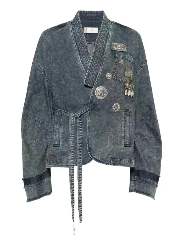 HUI MILANO Embellished Denim Jacket - Blue