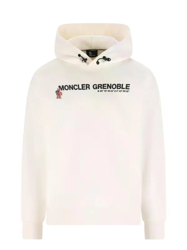 Moncler Cotton Hoodie With Logo Lettering - White