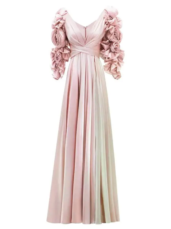 GEMY MAALOUF Floral Flared Maxi Dress - Pink