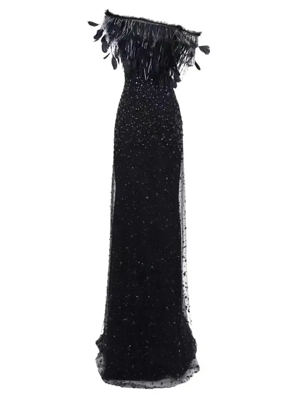 GEMY MAALOUF Beaded Maxi Gown - Black