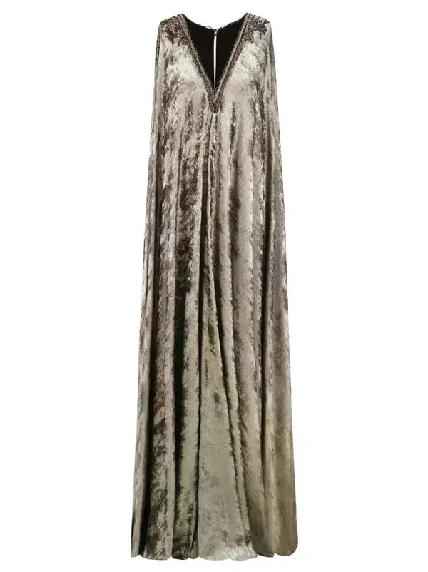 GEMY MAALOUF Metallic Embellished Maxi Dress - Grey