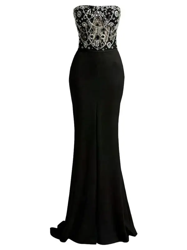 GEMY MAALOUF Bejewelled Maxi Gown - Black
