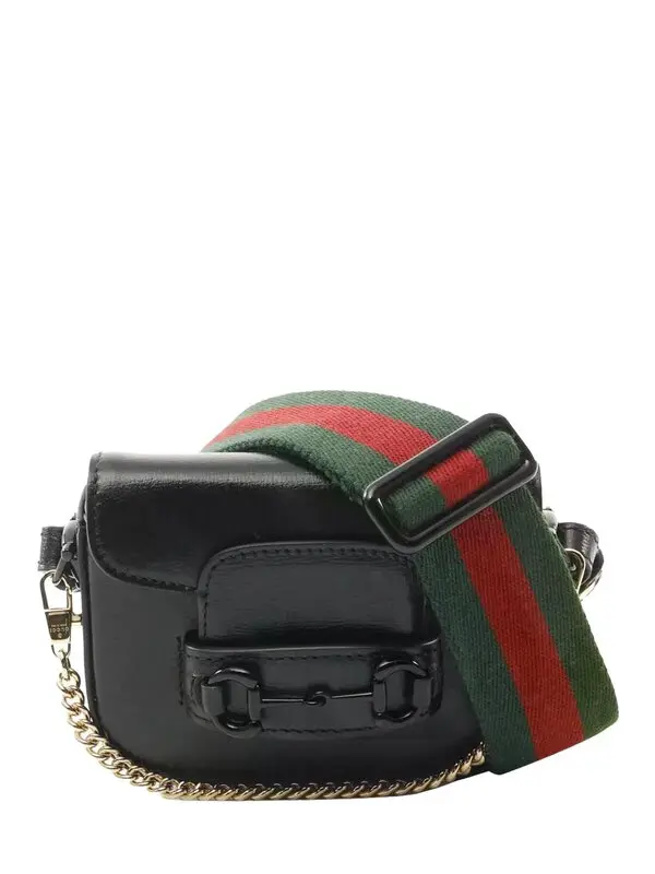 Gucci Horsebit 1955 Web Satchel - Black