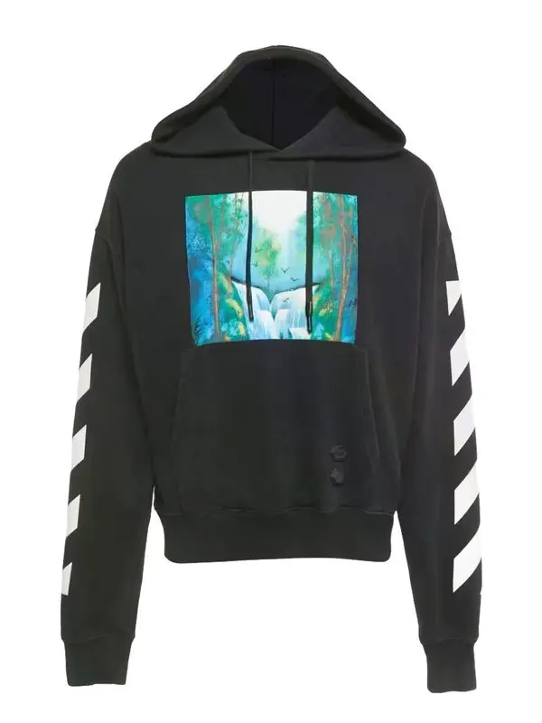 Off-White Graphic-print Cotton Hoodie - Black