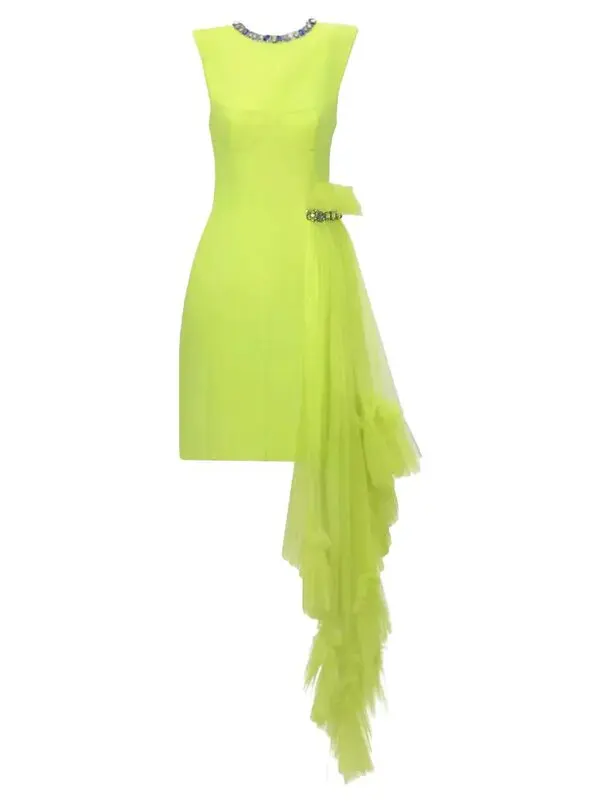 GEMY MAALOUF Jeweled Ruffled Mini Dress - Yellow