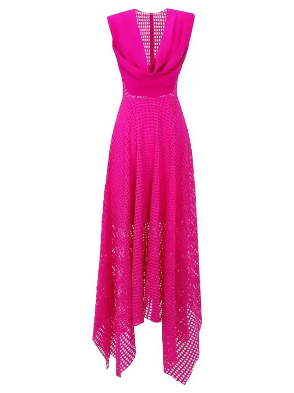 GEMY MAALOUF Crochet Lace Midi Dress - Pink