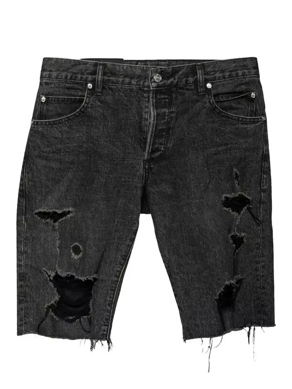 Balmain Distressed Denim Shorts - Black