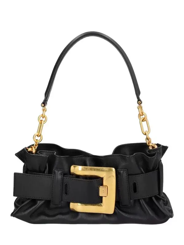Balmain Buckle-chain Mini Shoulder Bag - Black