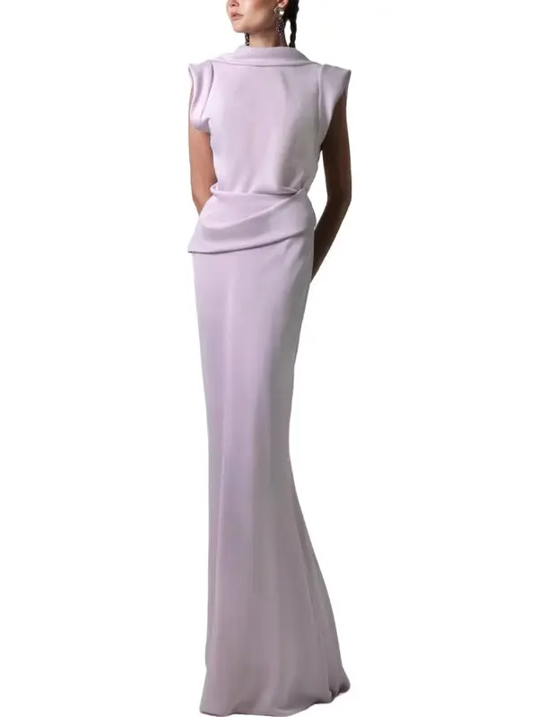 GEMY MAALOUF Asymmetrical Draped Maxi Dress - Purple