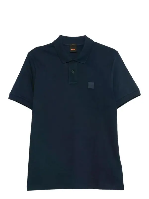 BOSS Short-sleeve Square-patch Polo Shirt - Blue