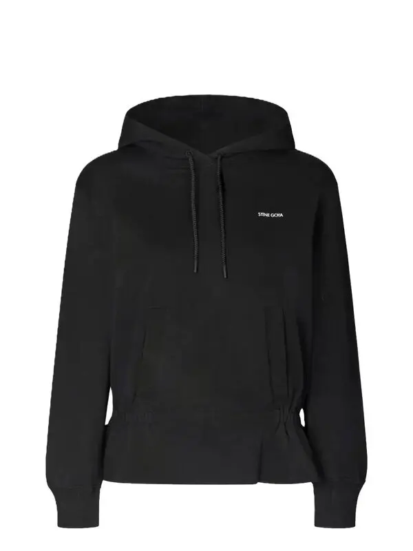 Stine Goya Ruffled-hem Hoodie - Black