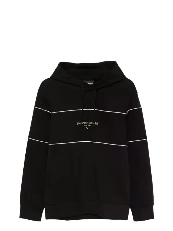 Emporio Armani Striped Hooded Sweatshirt - Black