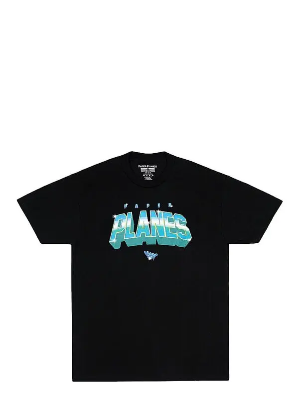 PAPER PLANES Galaxy Logo Graphic T-shirt - Washed Black
