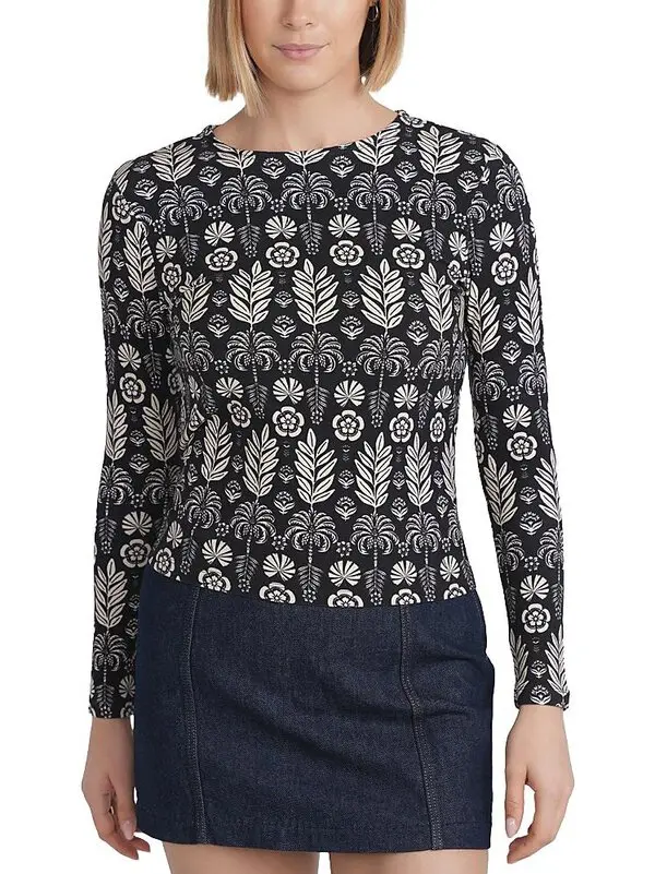 POINT Embroidered Bird Print Top - Tropical Motifs