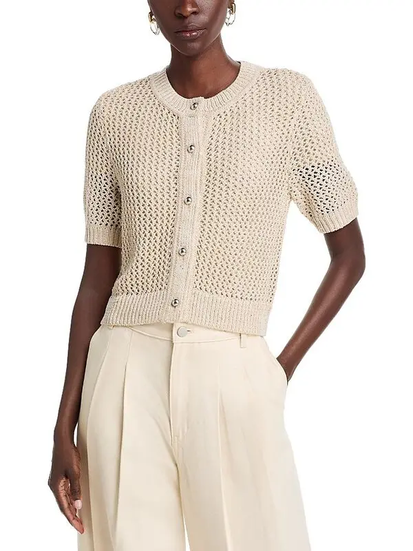 TOCCIN Janice Short Sleeve Cardigan - Pebble