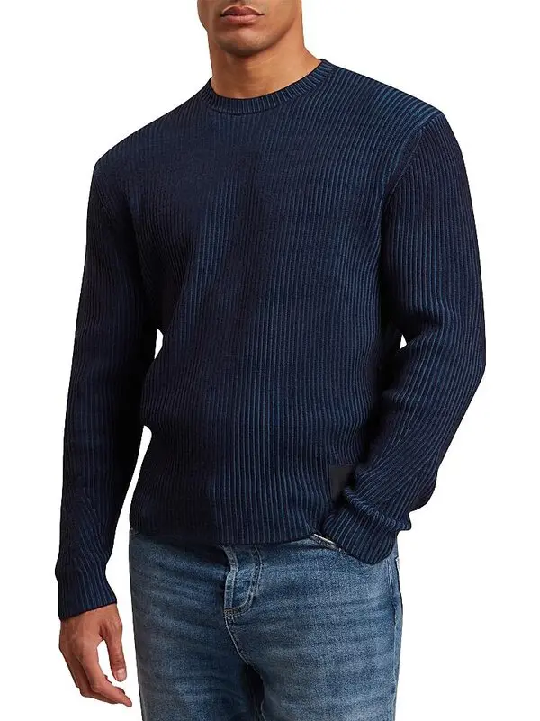Ted Baker London Timmno Long Sleeve Plated Rib Sweater - Navy