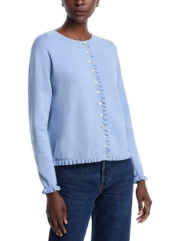 SIONI Ruffle Trim Cardigan - Heather Ashley Blue