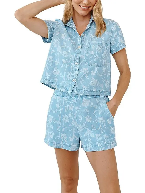 Bella Dahl Short Sleeve Pocket Button Down Shirt - Vintage Fleur