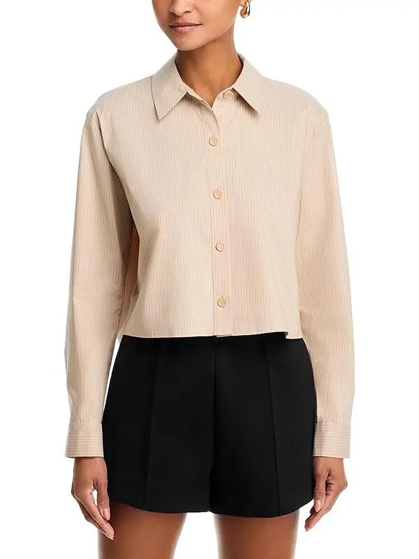 L'Agence Cosette Crop High-low Shirt - Macadamia