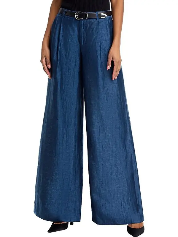 L'Agence Allanah Mid Rise Wide Leg Pants - Deep Sea Blend