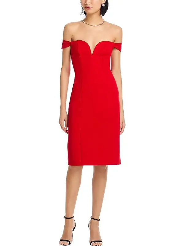 L'Agence Vivie Corset V Wire Dress - Lipstick Red