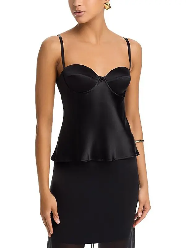 L'Agence Orlina Silk Camisole - Black
