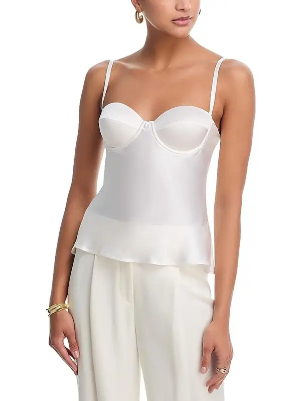 L'Agence Orlina Silk Camisole - White