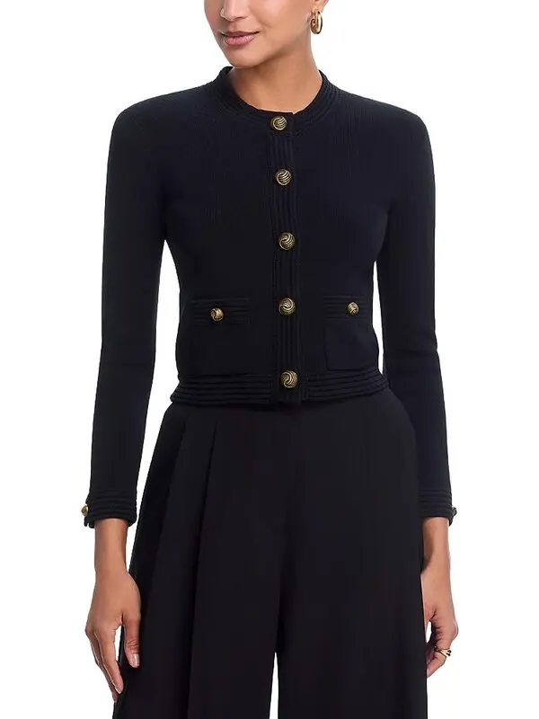 L'Agence Patsy Crop Cardigan - Black/gold