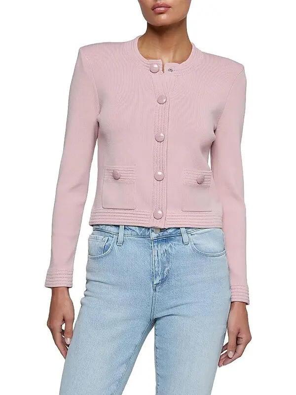 L'Agence Patsy Crop Cardigan - Misty Rose