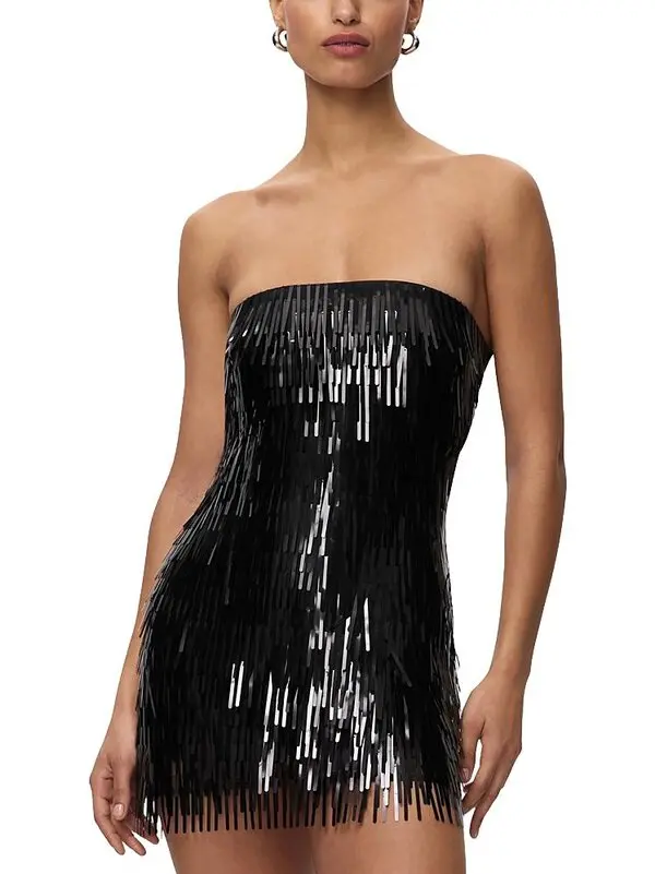 Herve Leger Sequin Fringe Mini Dress - Black