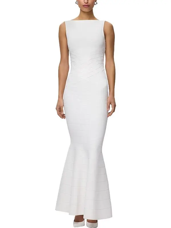 Herve Leger Dion Mermaid Gown - Alabaster