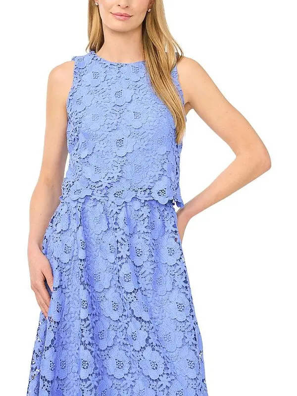 CECE DUPRAZ Lace Top - Bellflower Blue