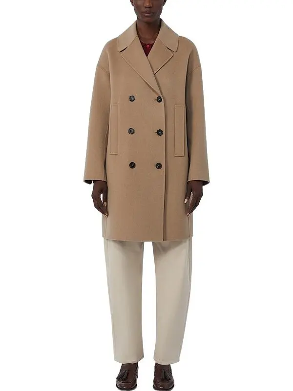 Max Mara Eden Wool Double Breasted Coat - Hazelnut Brown