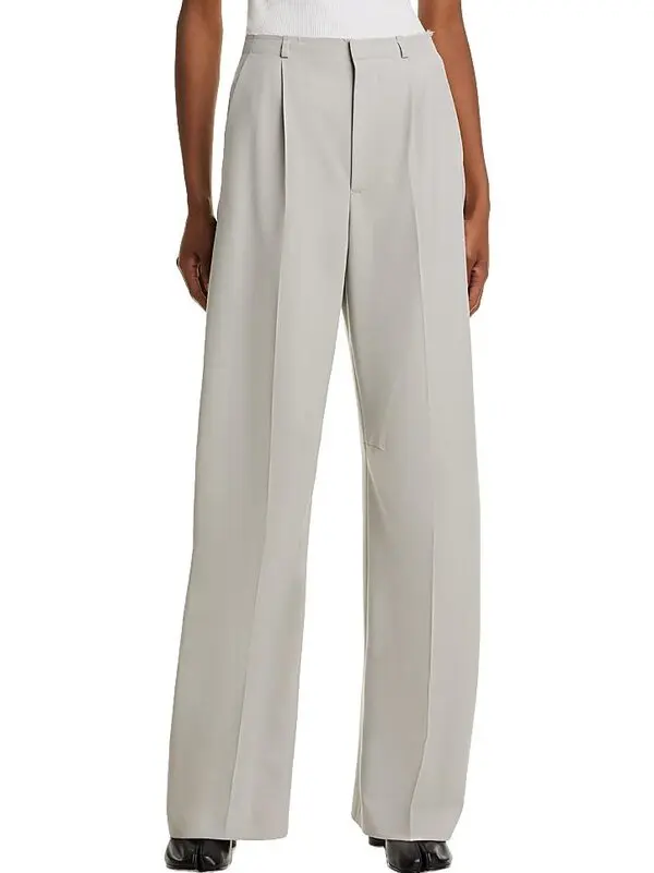 MAISON MARGIELA Pleated Straight Leg Pants - Pale Grey