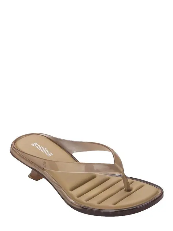 Melissa Thong Kitten Heel Flip Flops - Clear Beige
