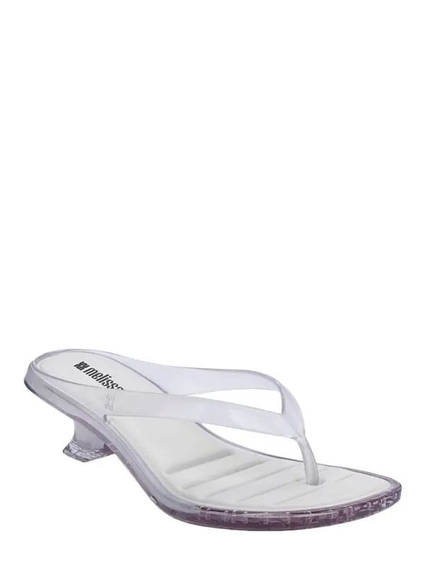 Melissa Thong Kitten Heel Flip Flops - Clear/white