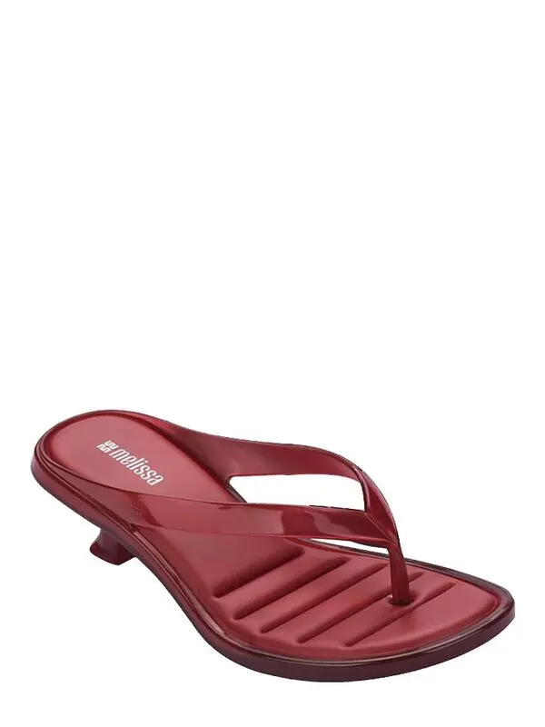 Melissa Thong Kitten Heel Flip Flops - Transparent Red
