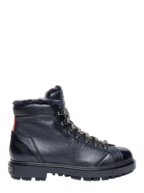 Santoni Moritz Alpine Shearling Lined Boots - Black