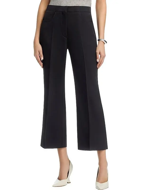JIL SANDER Wool Cropped Flare Tailored Pants - Black