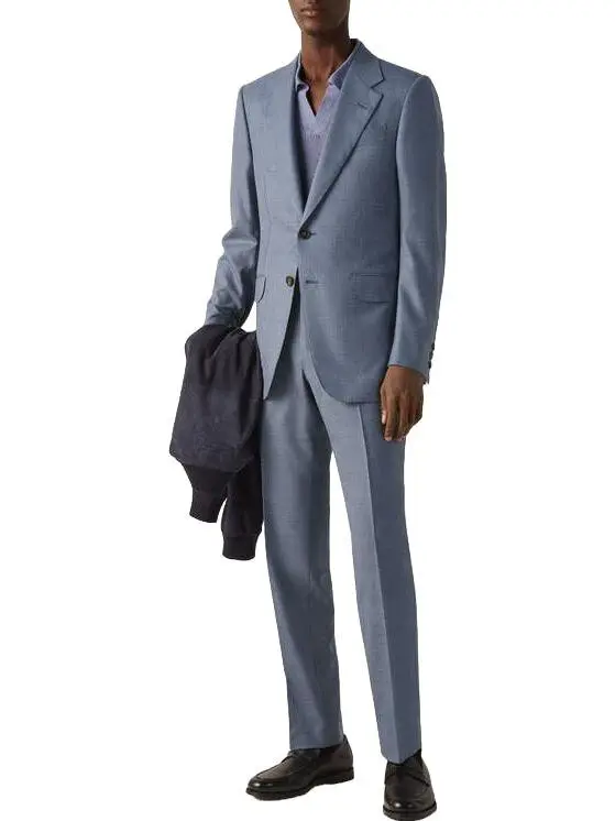 Zegna Regular Fit Glen Check Centoventimila Wool Suit - Light Blue