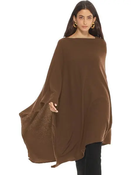 MONTICELLI CASHMERE Cashmere Long Poncho - Brown