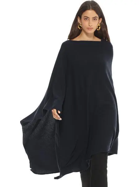 MONTICELLI CASHMERE Cashmere Long Poncho - Charcoal