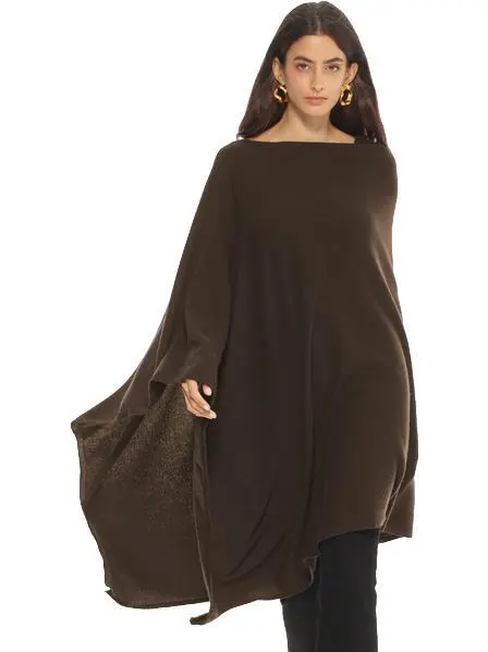 MONTICELLI CASHMERE Cashmere Long Poncho - Coffee