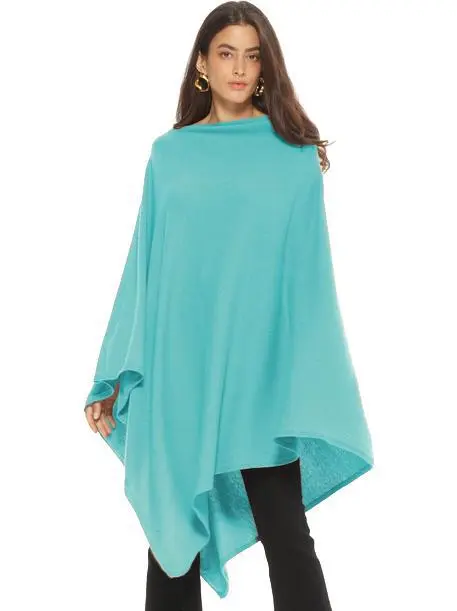 MONTICELLI CASHMERE Cashmere Long Poncho - Cyan