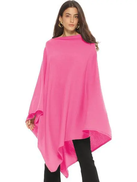 MONTICELLI CASHMERE Cashmere Long Poncho - Fuchsia
