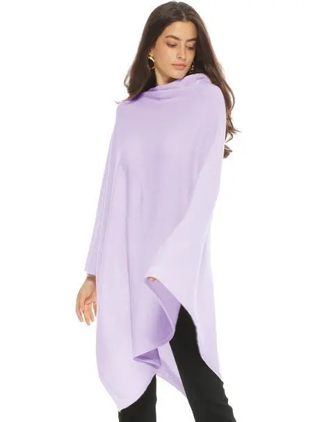 MONTICELLI CASHMERE Cashmere Long Poncho - Lilac