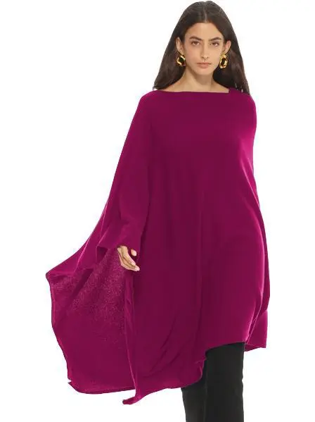 MONTICELLI CASHMERE Cashmere Long Poncho - Magenta