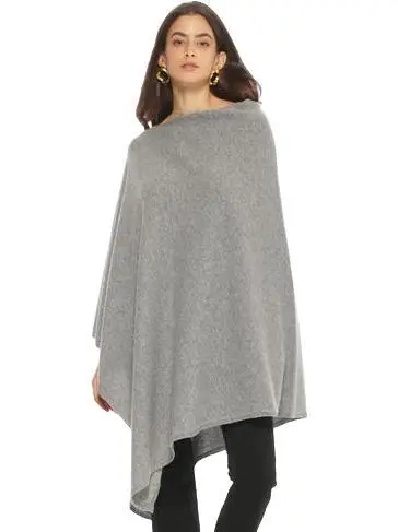 MONTICELLI CASHMERE Cashmere Long Poncho - Melange Grey
